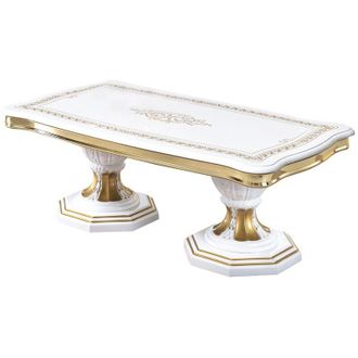 Les Tendances Table basse bois laqu&eacute; vernis laqu&eacute; brillant et dor&eacute; Lesly 130cm