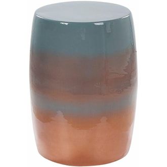 Beliani Beliani - Beistelltisch Goldbraun und Blau Metall Gl&auml;nzend Hoch Rund 26 cm Trommelform Fassform Farbverlauf Modern Couchtisch f&uuml;r Pflanzen Wohnzimmer