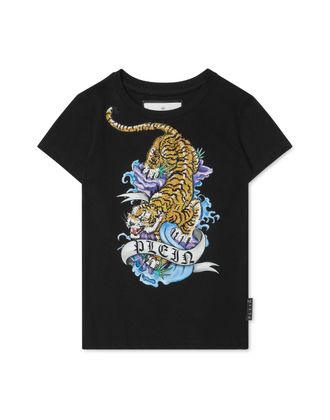 Philipp Plein T-Shirt Round Neck With Crystals Tattoo
