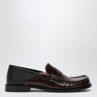 Loewe Campo Flap Loafers aus gepr&auml;gtem Krokodilleder und Glattleder
