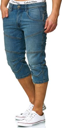 Indicode Herren Fortune 3/4 Jeans Shorts aus 98% Baumwolle | Bermuda Denim Freizeithose für Männer Blue Wash, XXL