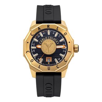 Carlo Colucci Runde Edelstahluhr mit Silikonarmband - - Accessories - Herren - Schwarzk - ONE SIZE