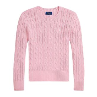 Ralph Lauren Pull-over en maille torsad&eacute;e &agrave; col rond - Femme - Pulls - Rose - Taille: 40 FR