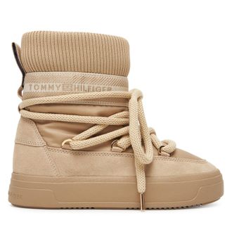 Tommy Hilfiger Schneeschuhe Tommy Hilfiger Tommytech Logotape Snowboot Warm FW0FW08998 Beige