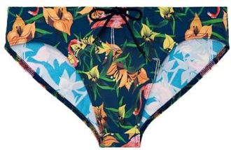 HOM Slip de Bain Flamingo Swim Briefs, Imprim&eacute; flamand Rose Fond Marine, XL Mens