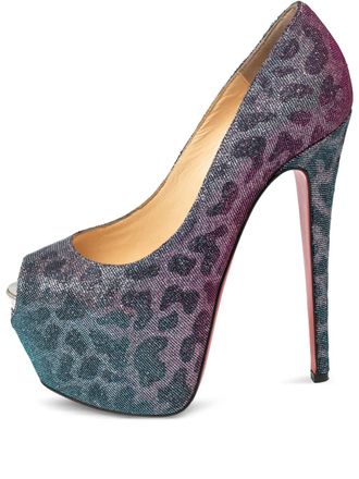 Christian Louboutin escarpins à imprimé léopard 155 mm - Bleu