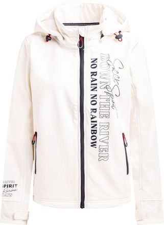 soccx Damen Softshelljacke mit Kapuze und Glossy Prints Ivory, Xxxl