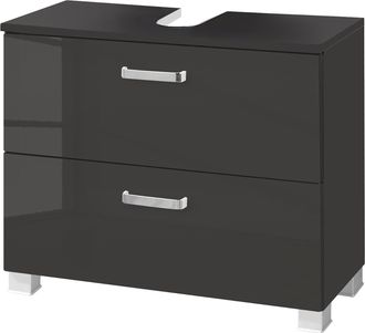 Casa home24 Waschbeckenunterschrank I 70cm Grau/Hochglanz Grau/Graphit