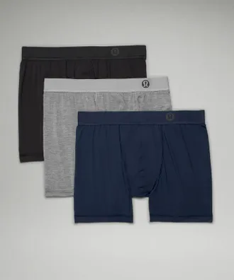 lululemon Always In Motion Boxershorts mit Eingriff 3er-Pack für Männer - 13 cm - Größe 2XL in Black/Heathered Core Medium Grey/True Navy
