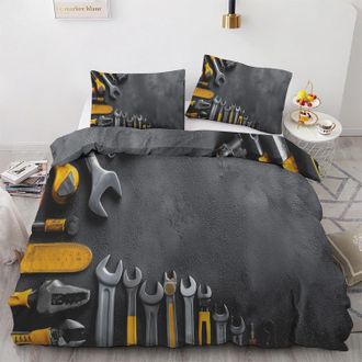 Generic Thema Werkzeuge Bettw&auml;sche 135x200 Schraubenschl&uuml;ssel Bettw&auml;sche Set, 3D Bettbezug Set Weich Microfaser Bettbez&uuml;ge 2 Teilig Industriestil Wendebettw&auml;s