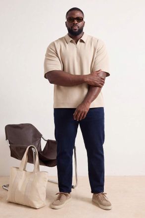 Trendyol MAN Herren Blau Einfarbig Normale Taille Gro&szlig;e Gr&ouml;&szlig;en Jeans