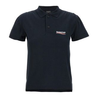 Balenciaga Logo Stickerei Polohemd - - Tops - Damen - Blau - M