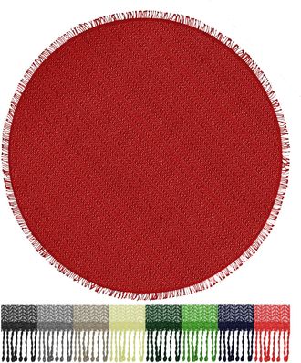 Brandsseller Gartentischdecke Ø 140 cm Tischdecke mit Fransen Outdoor Tischtuch rund Weichschaum für Garten, Terrasse, Balkon wetterfest rutschfest - Rot
