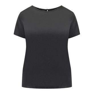 Emporio Armani Kurz&auml;rmelige Bluse aus Seidensatin - - Blouses & Shirts - Damen - Schwarzk - XS