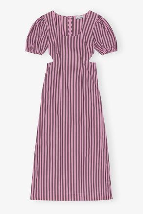Ganni Robe en coton &agrave; rayures avec d&eacute;coupes Rose biologique - Taille 40 - Pour Femme