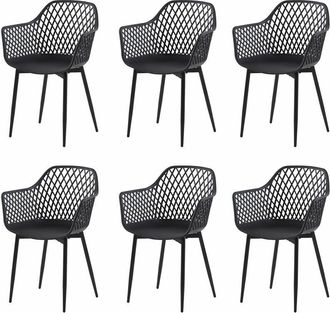 Eggree Lot de 6 Fauteuil Chaises Noir Plastique Scandinave Chaise de Salle à manger