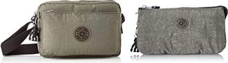 Kipling Abanu M, Crossbody Femme, Kaki, 9x24x17 cm + Creativity L, Pouches/Cases Femme, Kaki, 4x18.5x11 cm