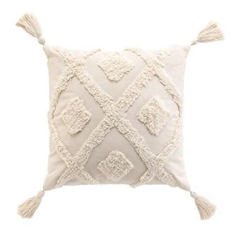 Douceur d'Intérieur Coussin Déhoussable (40 x 40 cm) Inca Naturel, Coton & Polyester Tufté