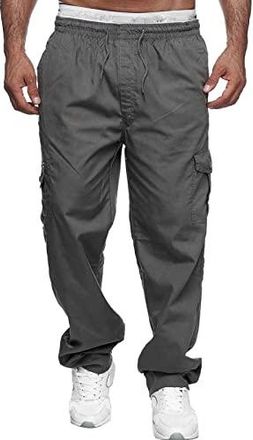 Generic Pantalon cargo pour homme - Pantalon de jogging baggy cargo avec plusieurs poches - Pantalon de travail respirant - Pantalon de loisirs - Couleur unie