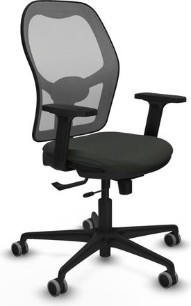 Piqueras y Crespo Schreibtischstuhl aus Netzstoff mit schwarzen Armlehnen, h&ouml;henverstellbare Lendenwirbelst&uuml;tze, ausgestattet mit Syncro/Traslack und Schaumstoff, Grau/