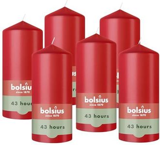 Bolsius Bolsius - Essentials - glatte Stumpenkerze - Rot - 13 cm - 6 Stück - Dekorative Kerzen - Enthält natürliches Pflanzenwachs - Ohne Palmöl