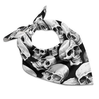 Generic Écharpe carrée en soie légère squelette dHalloween avec tête de mort, fantômes, écharpes pour cheveux respirants, cadeaux pour femmes et hommes, multi