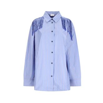 Andamane Miley Fringed Oversized Shirt - - Blouses & Shirts - Damen - Blau - L