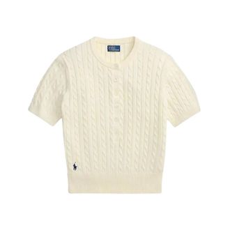 Polo Ralph Lauren Zopfstrick-Pullover mit Henley-Ausschnitt - - Knitwear - Damen - Wei&szlig; - L