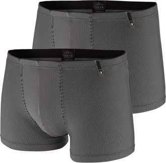 G&ouml;tzburg Herren Mikrofaser Boxershorts im 2er Pack (DE/NL/SE/PL, Alphanumerisch, XXL, Regular, Regular, schwarz-wei&szlig; gestreift)