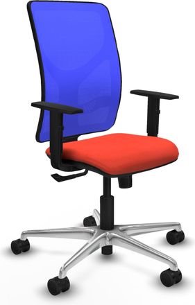 Piqueras y Crespo 8-Stunden-Schreibtischstuhl mit 1D-Armen, h&ouml;henverstellbare Lendenwirbelst&uuml;tze, ausgestattet mit 3 Positionen und Schneideschaum, Blau/Dunkelorange