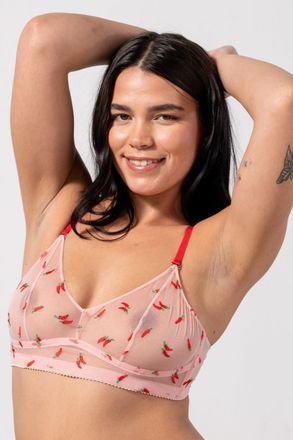 Understatement Damen vegan Bralette Mesh Balconette Puder Rosa/Feuerrot