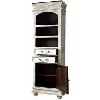 Massivmoebel24 Regal Mango / Akazie 60x40x180 wei&szlig; gewachst CASTLE-ANTIK 213