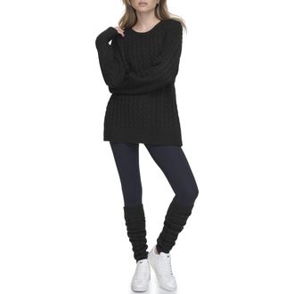 DKNY Womens Cozy Cable Knit Sweater, Black, Medium