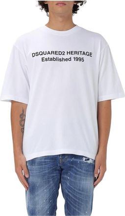 Dsquared2 Homme, Tops, Blanc, Taille: M Heritage Graphic T-Shirt