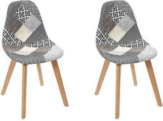 The Home Deco Factory The Home Deco Factory - Lot de 2 chaises repas 57,8x47x86,5 cm en tissu patchwork gris et blanc