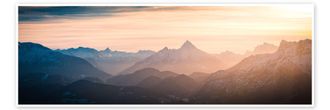 Posterlounge Alpen Panorama mit Watzmann Poster von Martin Wasilewski 120 x 40 cm Wandbilder Wanddeko