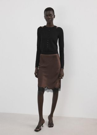 Mango Kombinierter Strickpullover schwarz - Damen - XS - MANGO