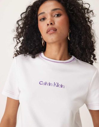Calvin Klein Jeans T-shirt &agrave; logo cousu - Blanc