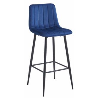 Private Label Tabouret Valora POZZA en velours bleu marine avec pieds noirs