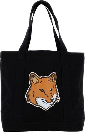 Maison Kitsun&eacute; Homme, Sacs, Noir, Taille: ONE Size Tote Bag avec &Eacute;cusson T&ecirc;te de Renard