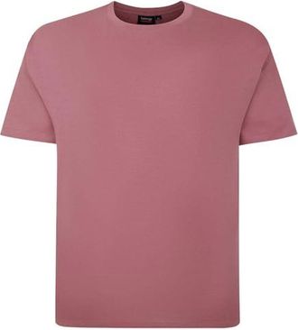 Espionage T015 T-shirt pour homme uni décontracté en coton à col rond 2-8XL, rose foncé, 5XL Grande taille