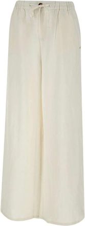 Sun 68 Femme, Pantalons, Blanc, Taille: 40 FR Wide Leg Linen Jogger