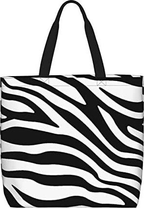 Generic Sac De Courses Rayures Z&eacute;br&eacute;es Sac Cabas Pliable Lavables Sacs En Toile Pour Femmes, Pour &Eacute;cole, Femmes, Voyage, Burea