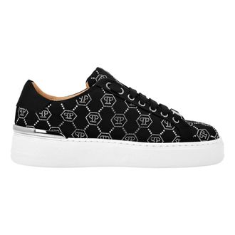 Philipp Plein Satin Lo-Top Sneakers Strass Monogram - - Shoes - Damen - Schwarzk - 40 EU
