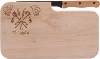 Ffelsenfest Brotzeitbrett mit Messer und Zunft Pr&auml;gung I Geschenk f&uuml;r Brauer & M&auml;lzer I 25,5x14,5x1,3cm