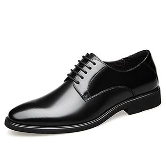 Generic Chaussures Derby Oxford for Hommes, &agrave; Lacets, Bout Rond Bruni, en Cuir, antid&eacute;rapantes, Semelles en Caoutchouc, for Le Travail(Noir,44 EU)
