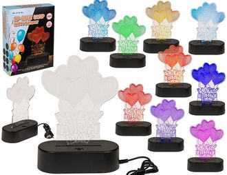 Out of the Blue 3D-Leuchte, Happy Birthday, ca. 18 x 12 cm, aus Kunststoff, mit USB-Kabel, im Geschenkkarton