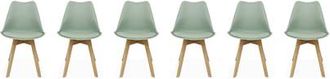 Sweeek Lot de 6 chaises scandinaves. Pieds Bois de hêtre. chaises 1 Place. Vert céladon