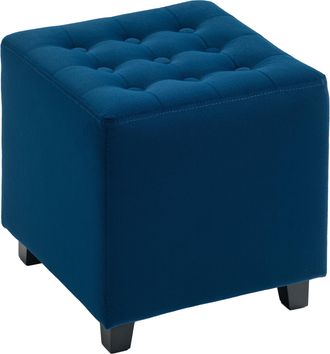 HOMCOM Kleiner Fu&szlig;hocker Ottomane, Samt Fu&szlig;st&uuml;tze, quadratischer Fu&szlig;hocker mit Gummiholzbeinen und gepolstertem Sitz f&uuml;r Wohnzimmer, Schlafzimmer, Eingangsbe