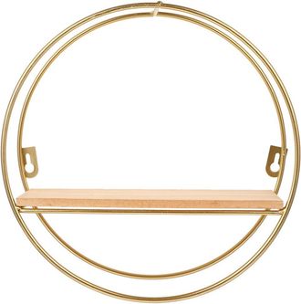 BESPORTBLE jojofuny Nordisches Wandregal Rund aus Schmiedeeisen mit Holzboden Schwebendes Wandregal f&uuml;r Wohnzimmer und Esszimmer Wanddeko und Aufbewahrungshalter